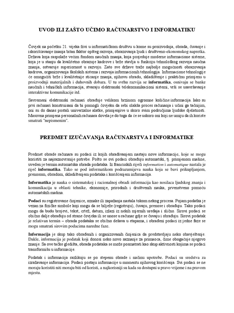 Informatika - Uvod | PDF