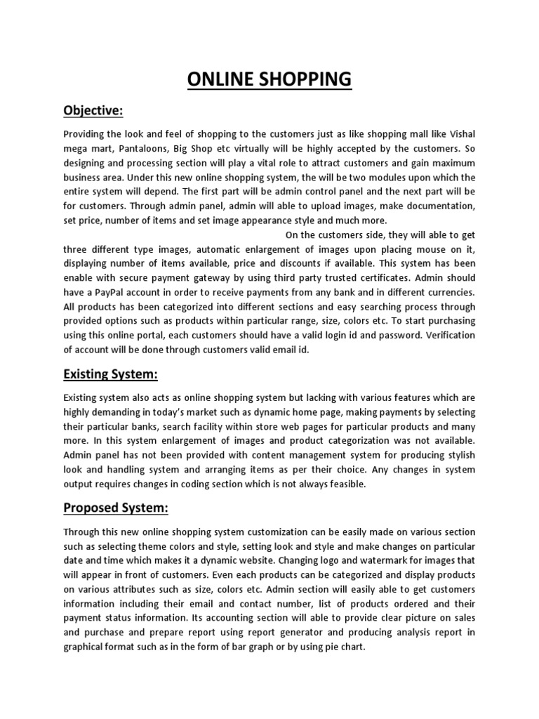 Online Shopping System Project Abstract | PDF | Online Shopping | Retail