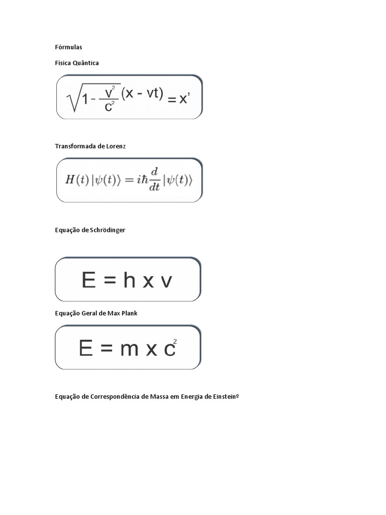 Fórmulas Física Quantica | PDF