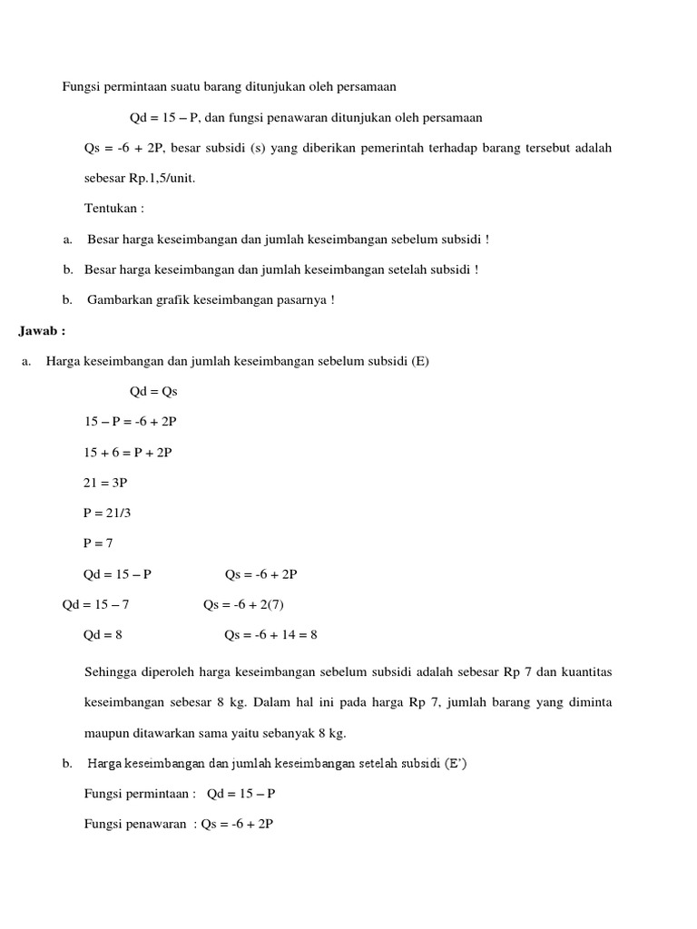 Fungsi Permintaan Suatu Barang Ditunjukan Oleh Persamaan | PDF Fungsi Permintaan Suatu Barang Ditunjukan Oleh Persamaan | PDF