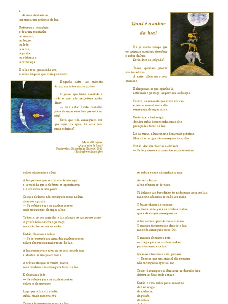 Qual É o Sabor Da Lua - 1 Folha | PDF | Elefante | Lua