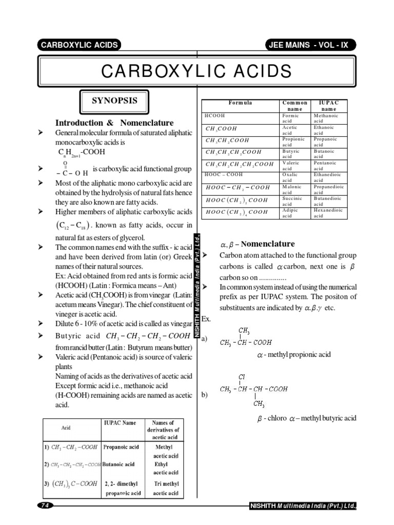 An In-Depth Look at Carboxylic Acids: Nomenclature, Structure ...