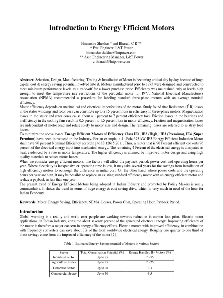 Introduction To Energy Efficient Motors | PDF | Efficient Energy Use ...