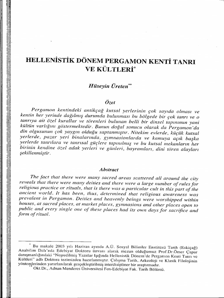 Tanrı Kültü Pergamon PDF | PDF