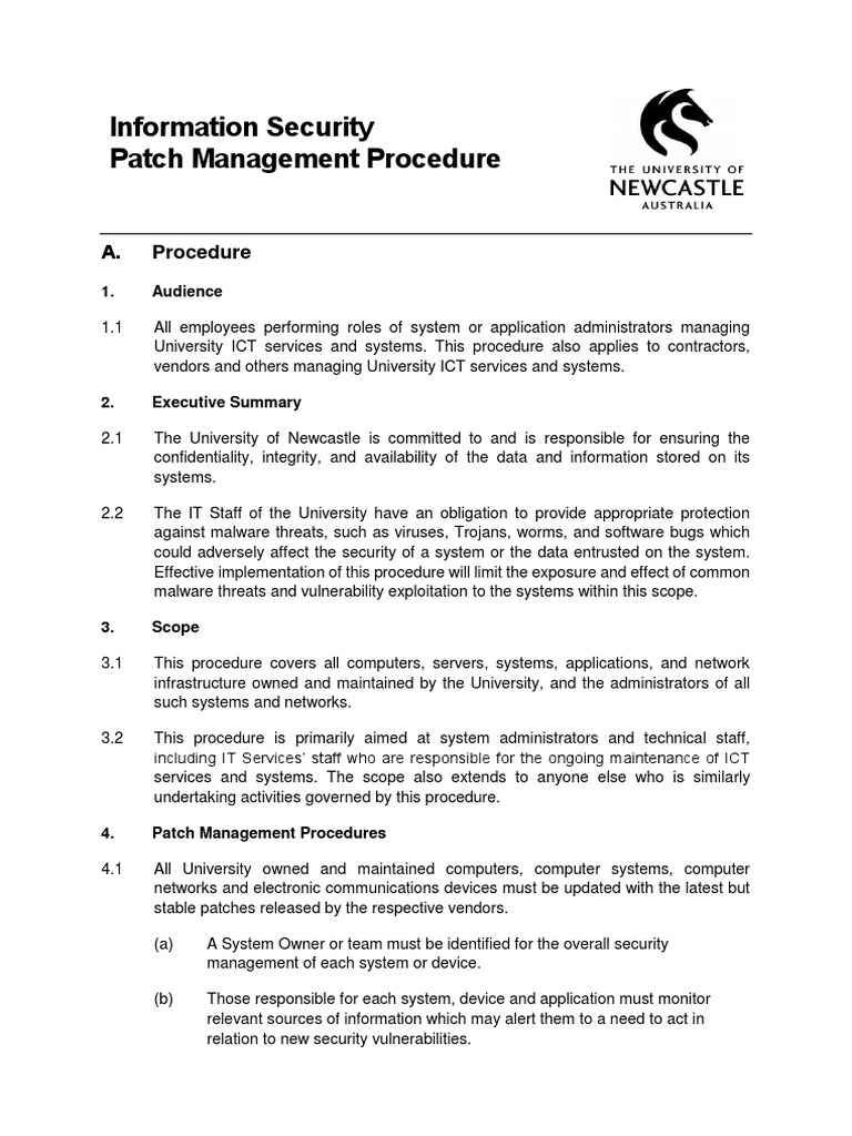 Information Security Patch Management Procedure | PDF | Information Security | Vulnerability ...