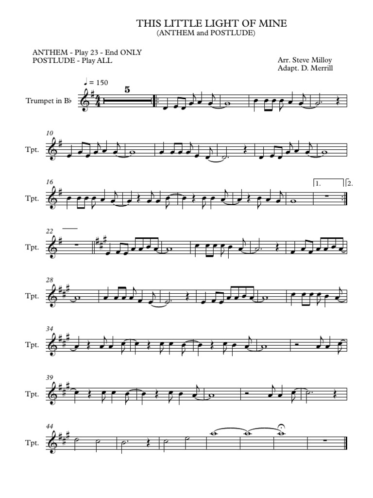 This Little Light of Mine - Steve Milloy - TRUMPEt - Full Score | PDF
