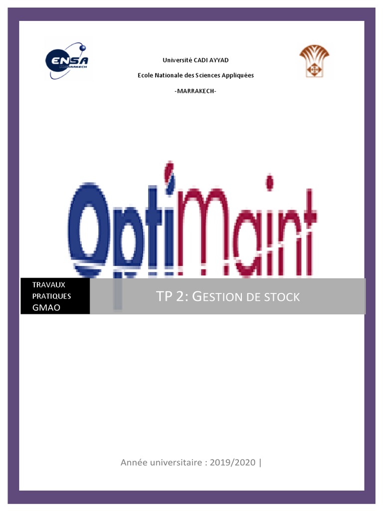 TP2 Stock Gmao | PDF | Inventaire | Business
