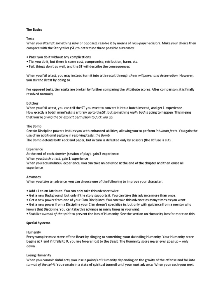 VTM Rules | PDF | Vampires | Blood