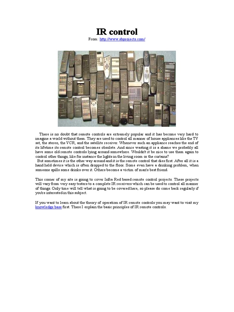 Ir Protocol | PDF | Remote Control | Infrared