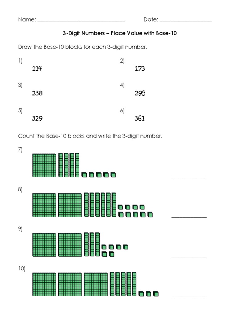 3 Digit Numbers Place Valuewith Base 10 Blocks | PDF | Teaching Methods ...