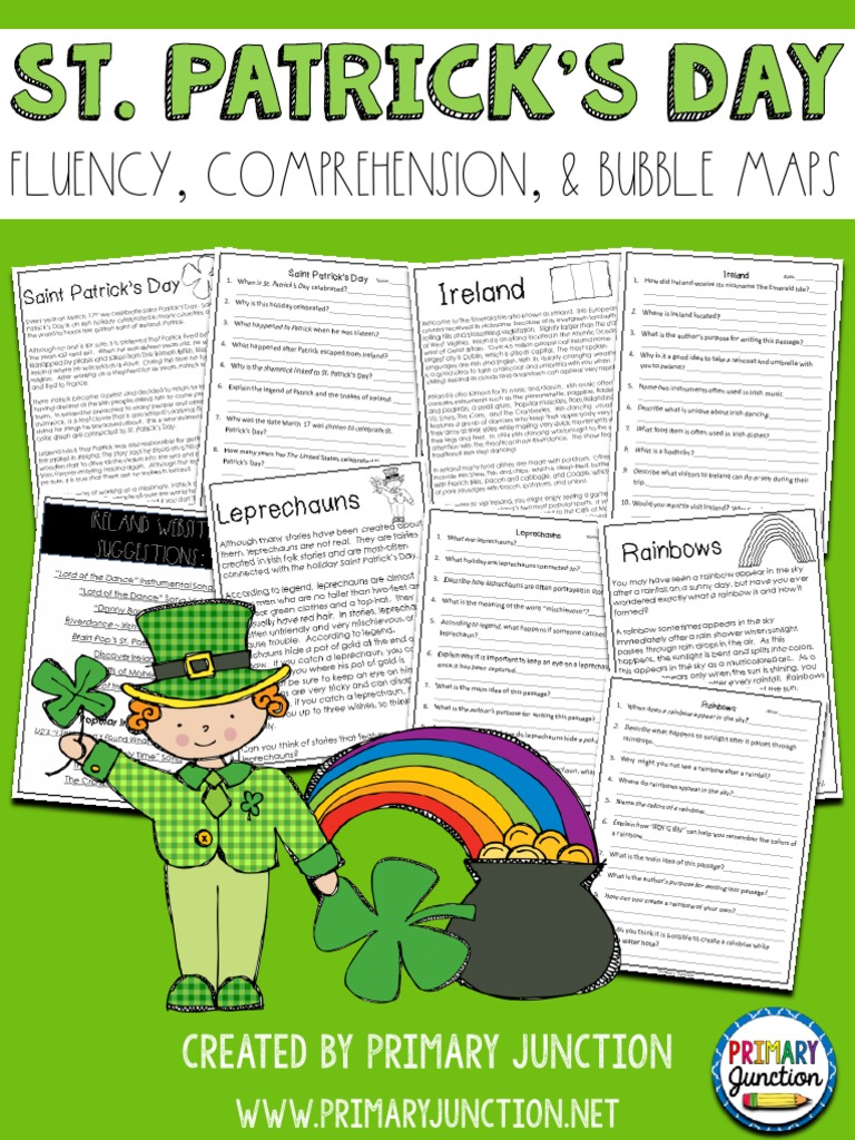 ST Patricks Day Fluency Comprehensionand Bubble Map Sheets | Download ...