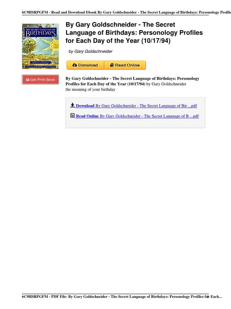 By Gary Goldschneider Birthdays Personology B00htk27qo PDF | PDF | E ...