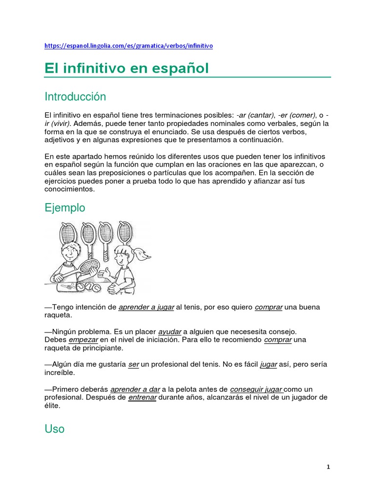 Usos del Infinitivo en Español | PDF | Preposición y Postposición | Verbo