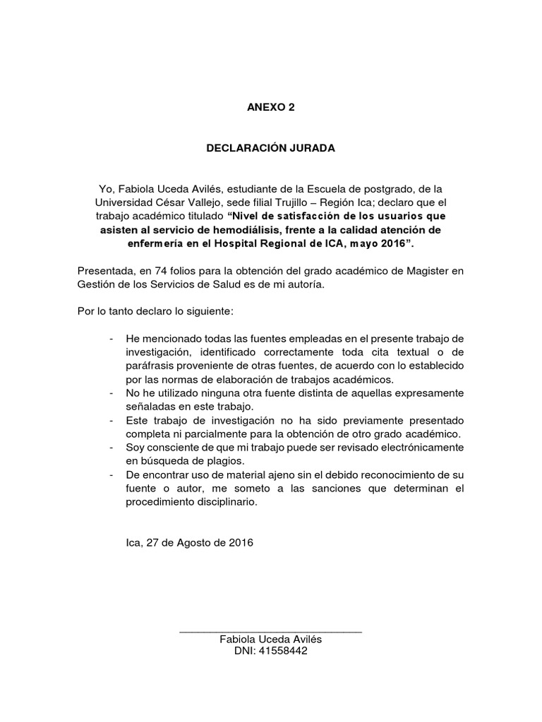 ANEXO 2 Declaración Jurada | PDF