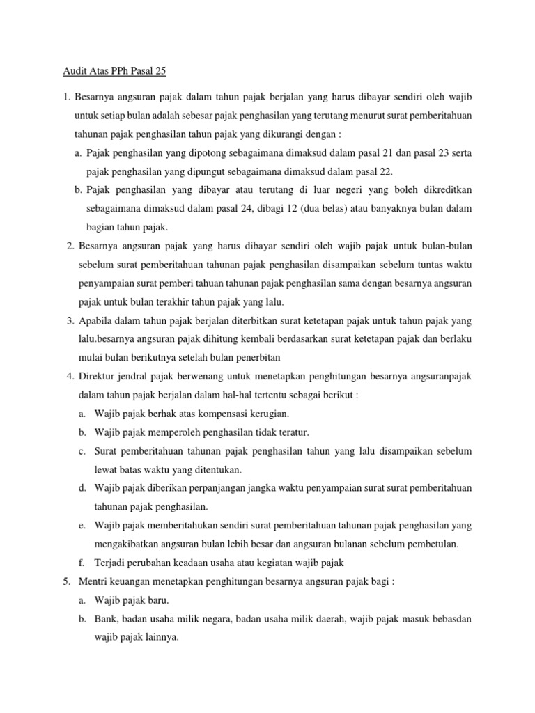Audit PPh Pasal 25 dan Strategi Pajak | PDF | Pengelolaan Keuangan & Uang