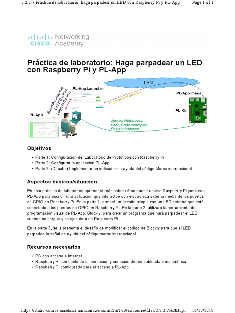 2.2.2.7 Lab - Práctica de Laboratorio Haga Parpadear Un LED Con Raspberry Pi y PL-App | PDF