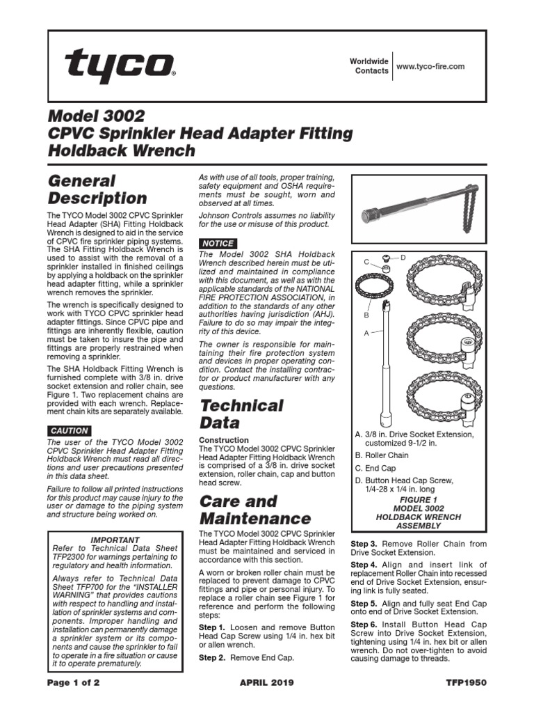 CPVC Sprinkler Head Adapter Fitting | PDF | Fire Sprinkler System ...