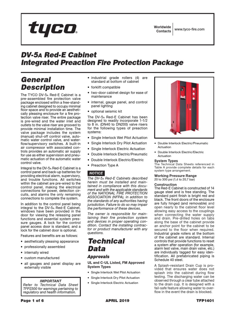 DV-5A Red-E Cabinet | PDF | Fire Sprinkler System | Valve