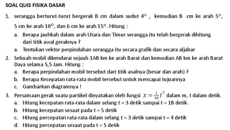 Soal Quis 1 | PDF