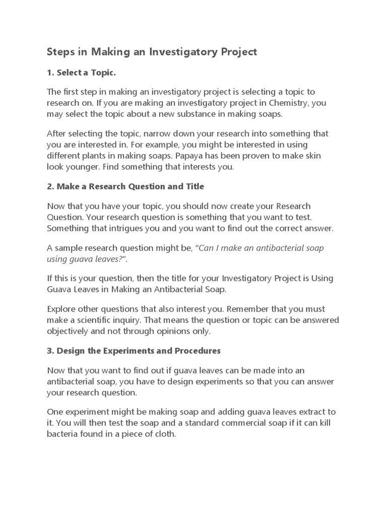 Steps in Making An Investigatory Project | PDF | Experiment | Data