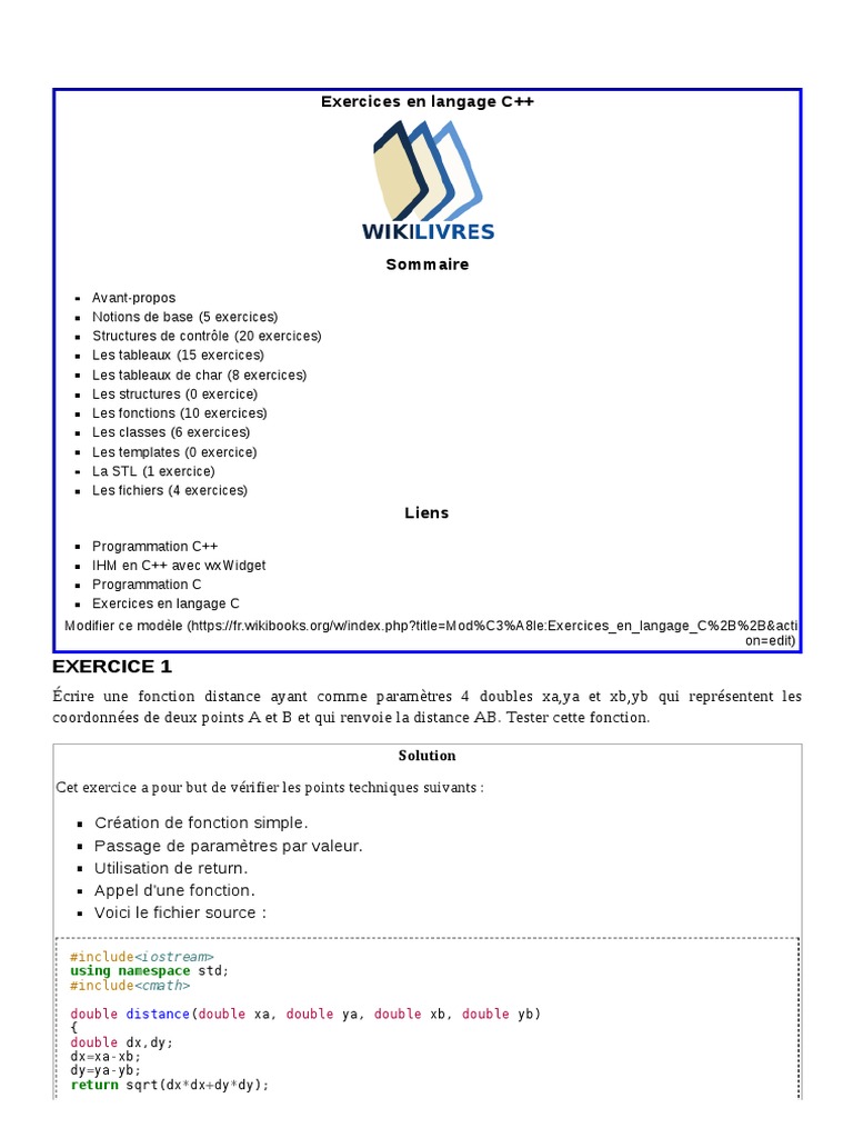 Exercices C++ : Fonctions et Tableaux | PDF | C ++ | Modèles de calcul