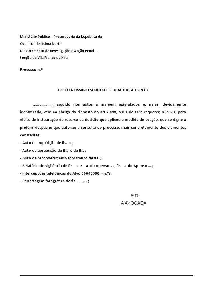 MINUTA REQ. MP Consulta Autos INQ | PDF