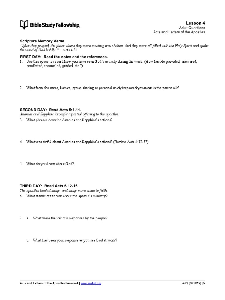 Acts Bible Study | PDF | Acts Of The Apostles | God