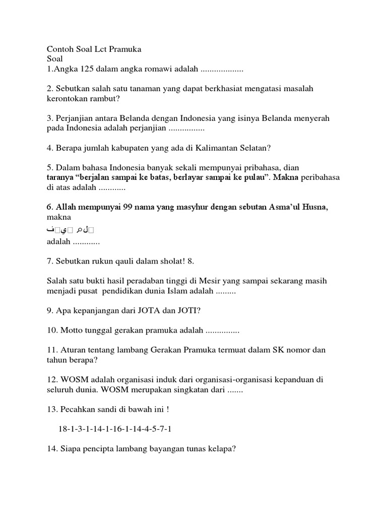 Contoh Soal LCT Pramuka | PDF