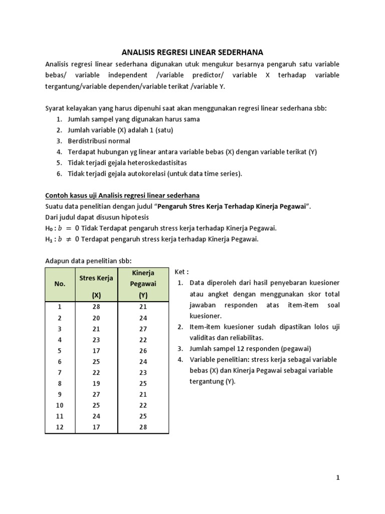 Analisis Regresi Linear Sederhana | PDF