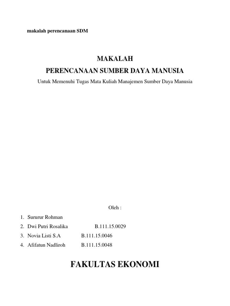 Makalah Perencanaan SDM | PDF
