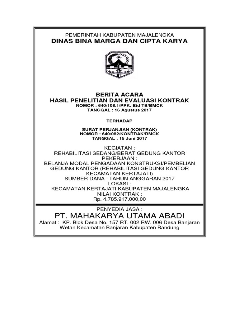 Ba Cco Kantor Kec. Kertajati | PDF