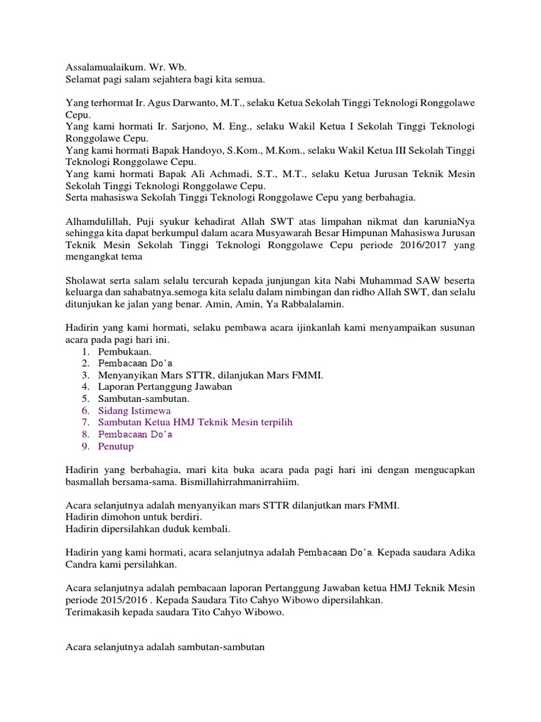 Susunan Acara Mubes | PDF