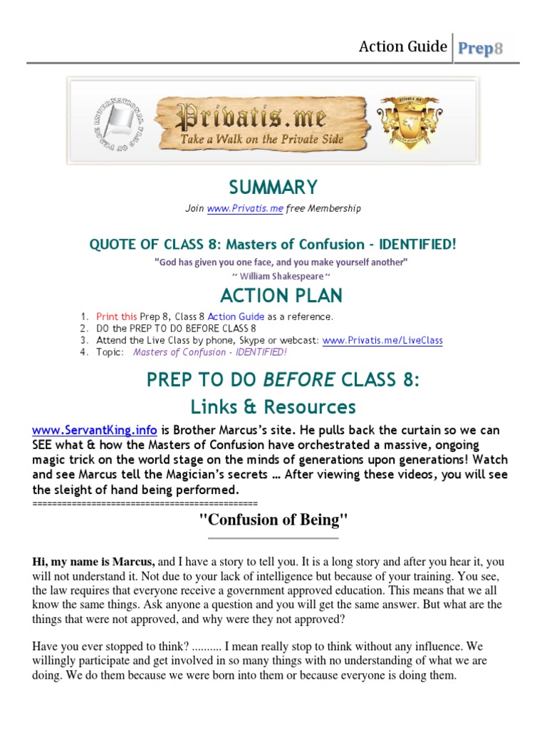 Masters of Confusion Action 8 | PDF | Knowledge