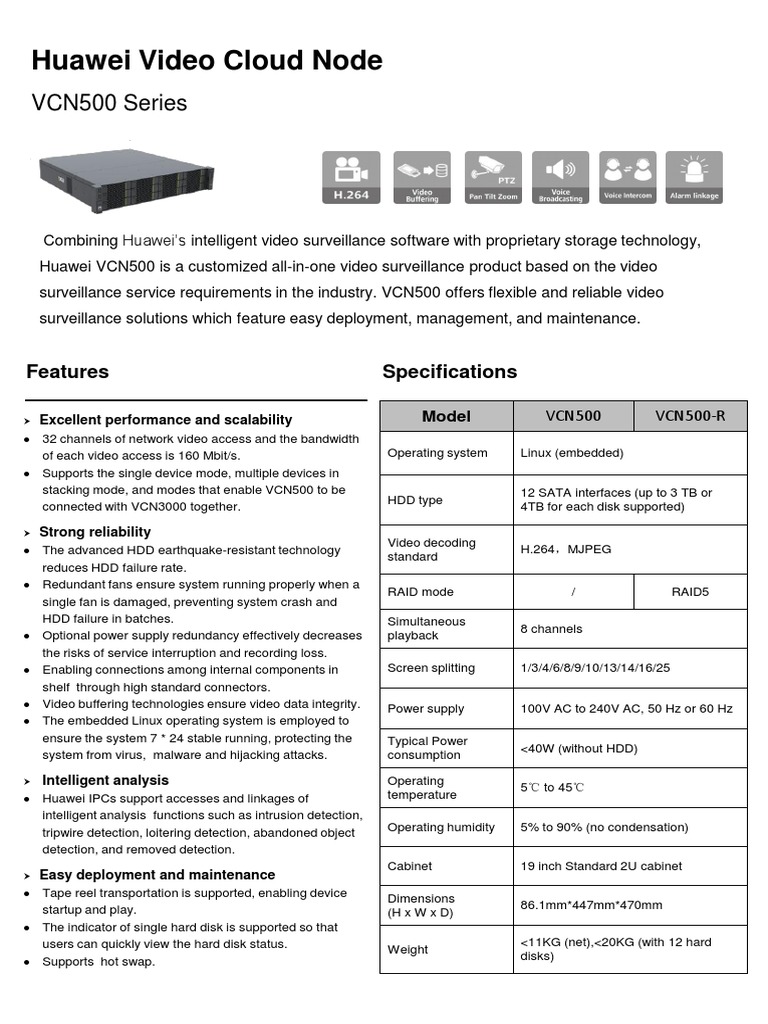 VCN500 Video Cloud Node Brochure | PDF | Hard Disk Drive | Video