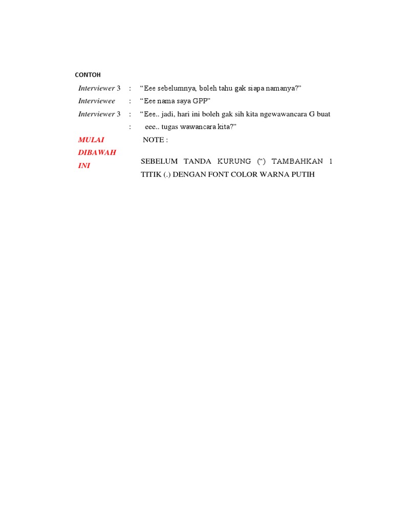 Contoh Format Tabel Verbatim Wawancara | PDF