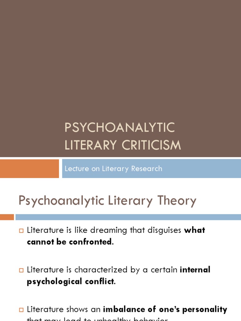 Psychoanalytic Literary Criticism Overview | PDF | Id | Archetype