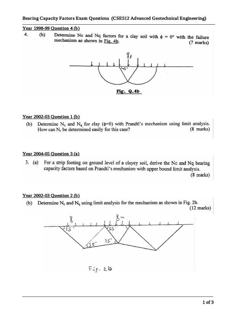 Bearing Capacity Factors Suggested Exam Answers (CSE512 Advanced ...