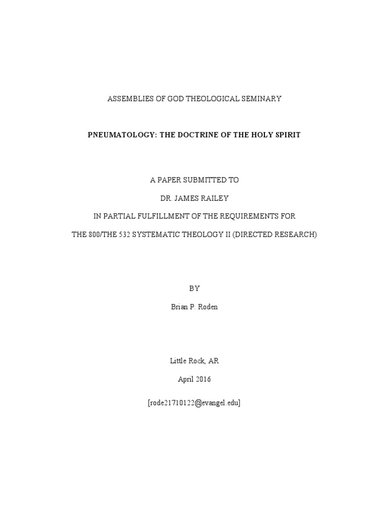 Pneumatology: Doctrine of the Holy Spirit | PDF | Baptism With The Holy ...