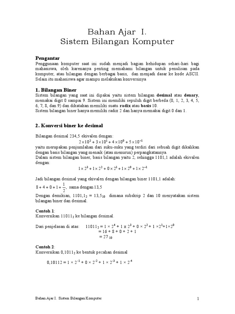 01 - Sistem Bilangan Komputer | PDF