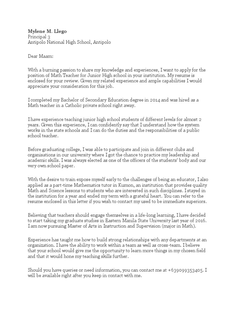 Application Let | PDF | Schools | Teachers