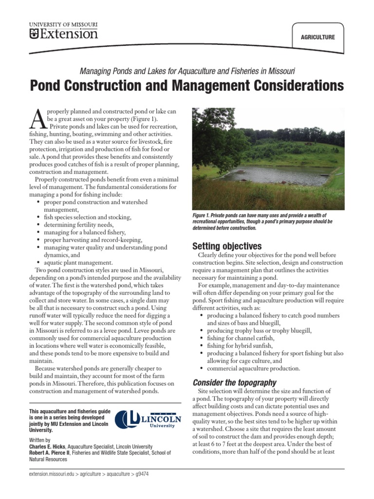 Missouri Pond Management Guide | PDF | Dam | Pond