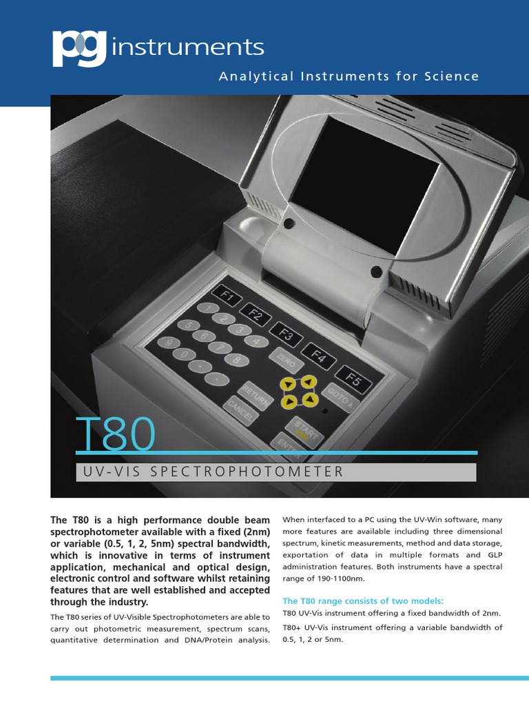 T80 | PDF | Ultraviolet–Visible Spectroscopy | Spectrophotometry