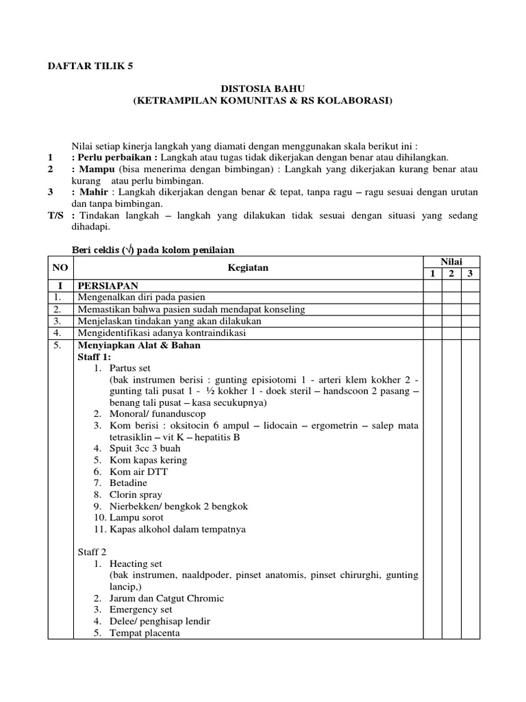 Prosedur Distosia Bahu dalam Persalinan | PDF