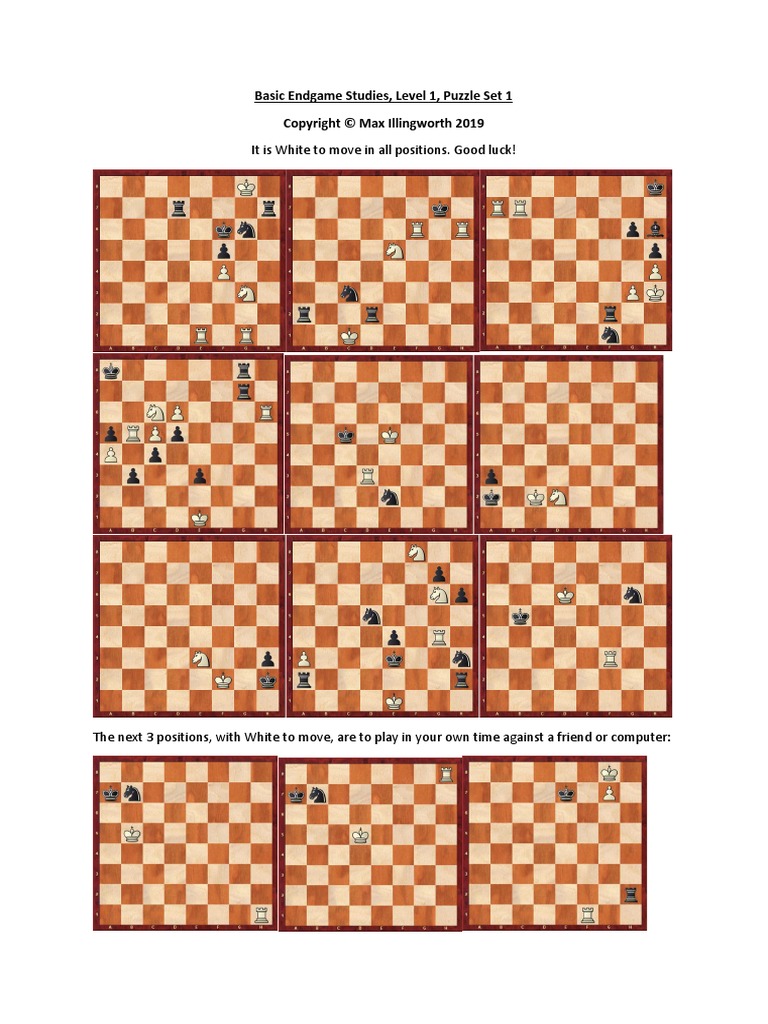 Basic Endgame Studies (Level 1, Set 1) | PDF