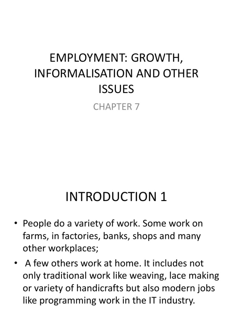 Employment Growth Informalisation and Other Issues | PDF | Workforce ...