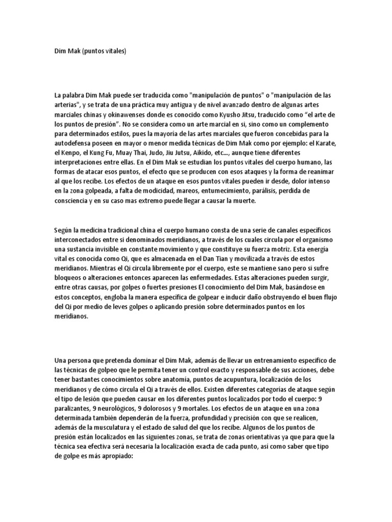 Dim Mak | PDF | Deportes de combate | Kárate