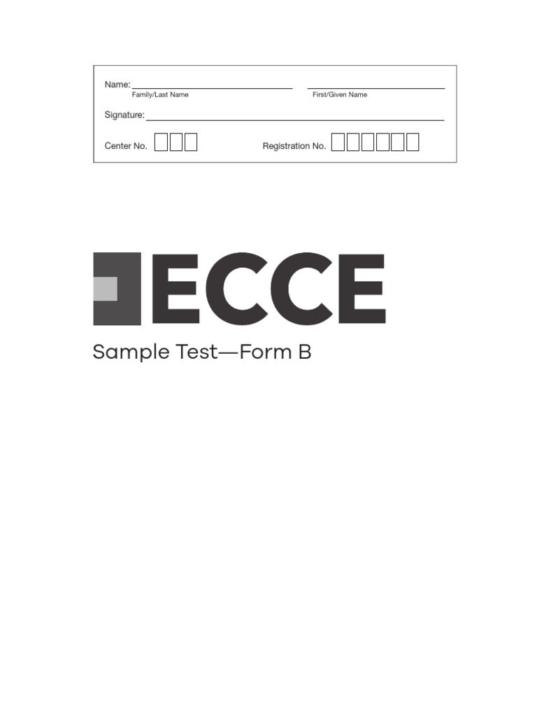 ECCE SampleB TestBooklet | PDF | Question | Phrase