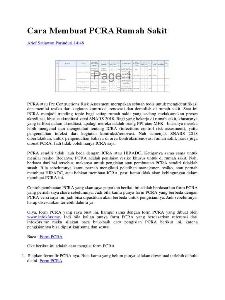 Cara Membuat PCRA Rumah Sakit | PDF | Metode & Bahan Ajar | Komputer