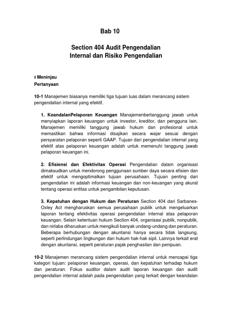 Salinan Terjemahan Salinan Dari Solution-Manual-Audit-Arens-Edisi-12-Chapter-10 | PDF