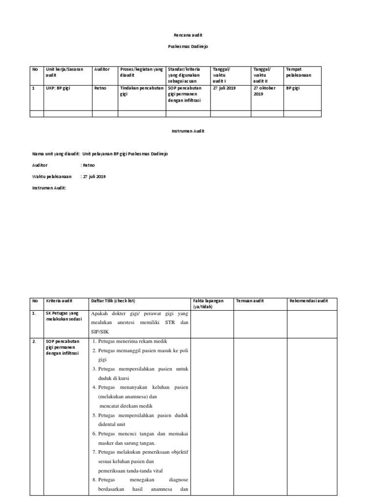 Contoh Audit Plan Dan Instrumen Audit | PDF
